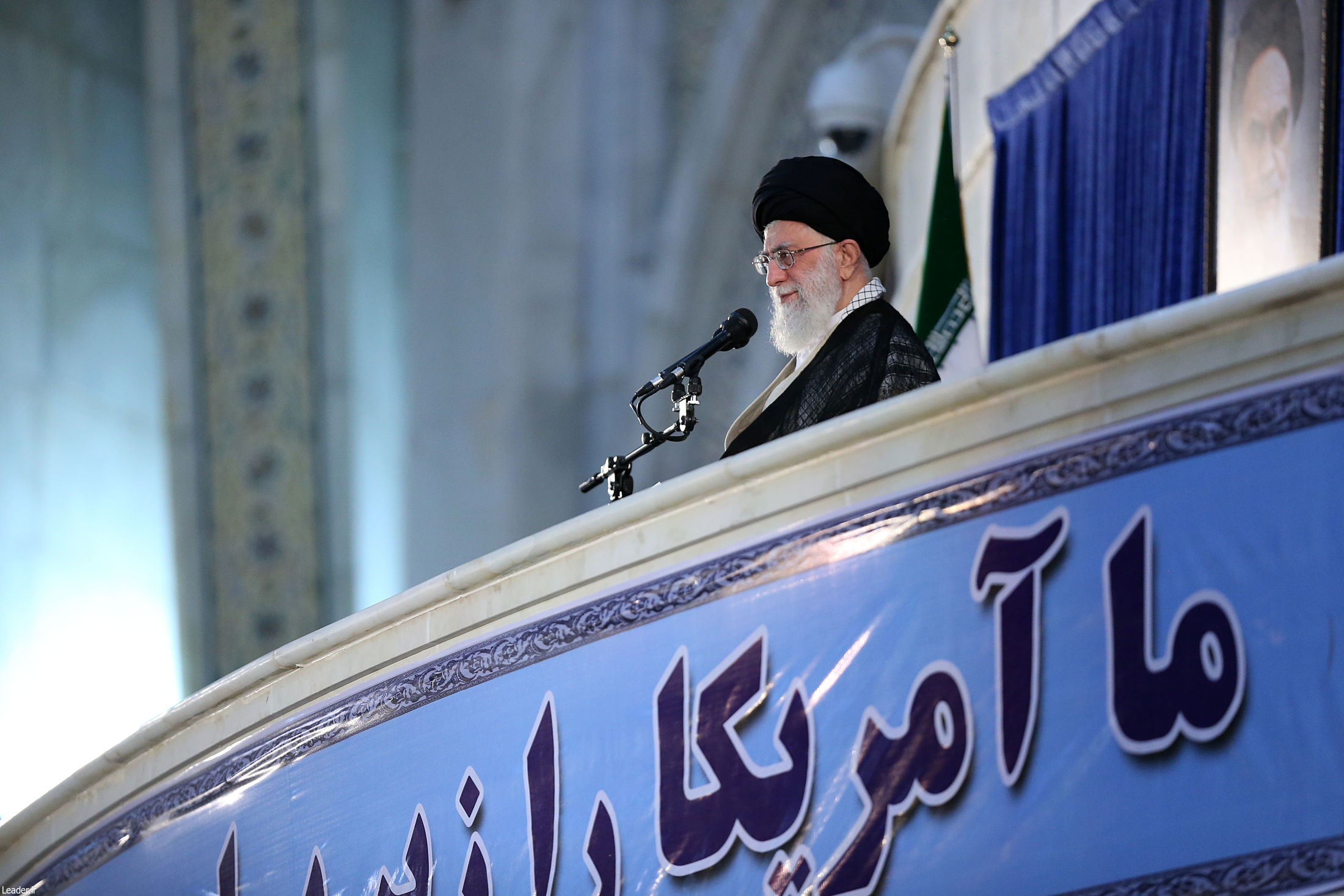 Ayatollah Khamenei delivering a speech at Imam Khomeini’s mausoleum ...